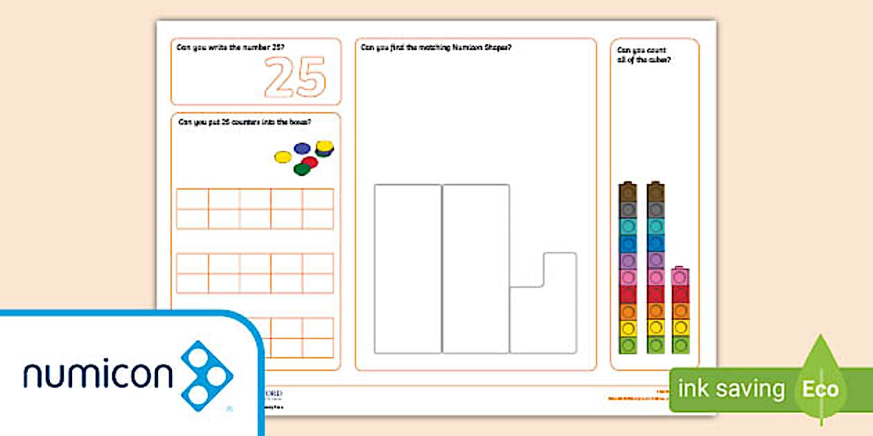 All About Number 25 Activity Mat with Numicon Shapes